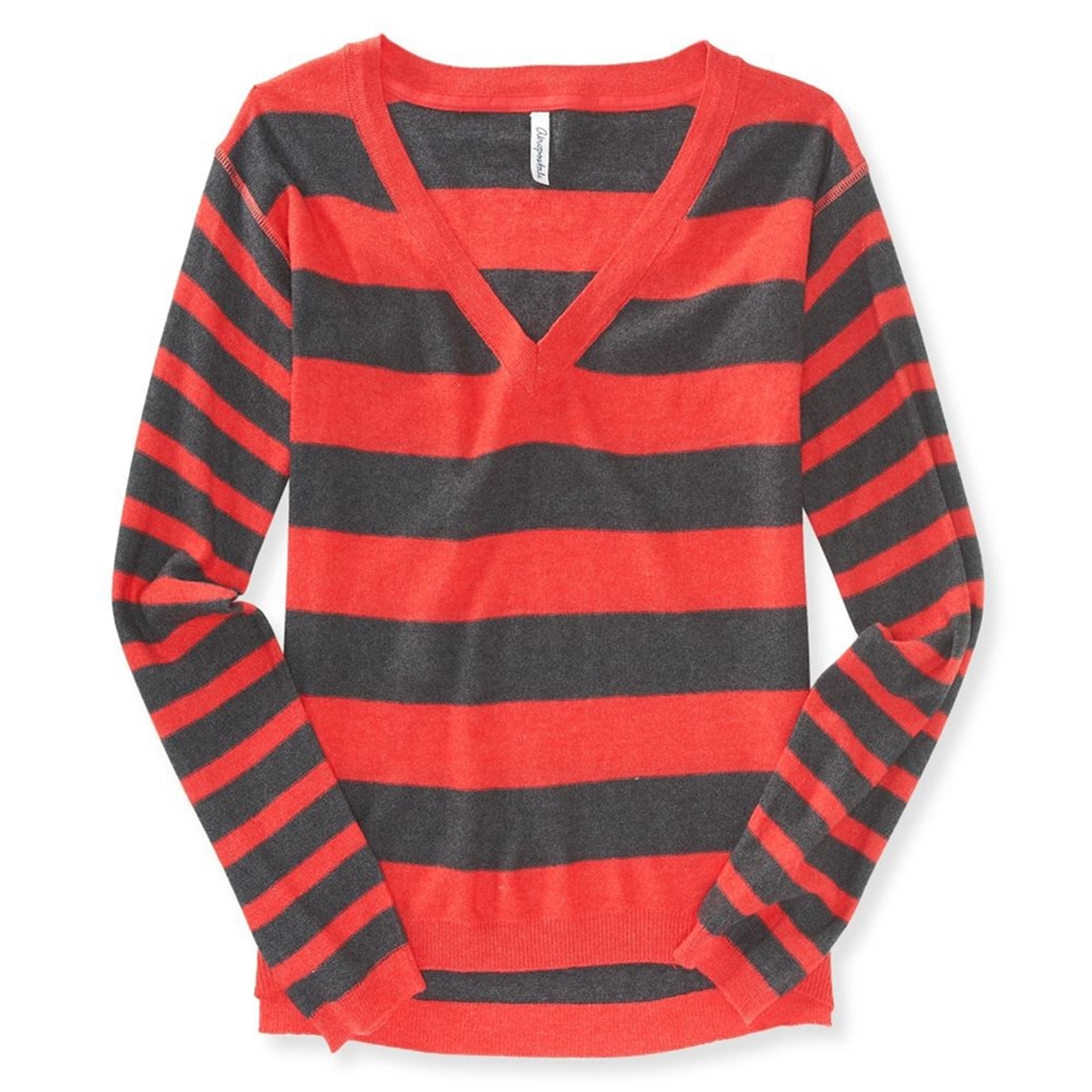 Aeropostale Womens Striped V Neck Knit Sweater, Red, Large - Walmart.com