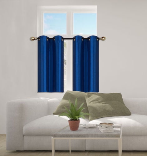 D24 Royal Blue 2-Piece Energy Saving Room Darkening Grommet Top Window ...