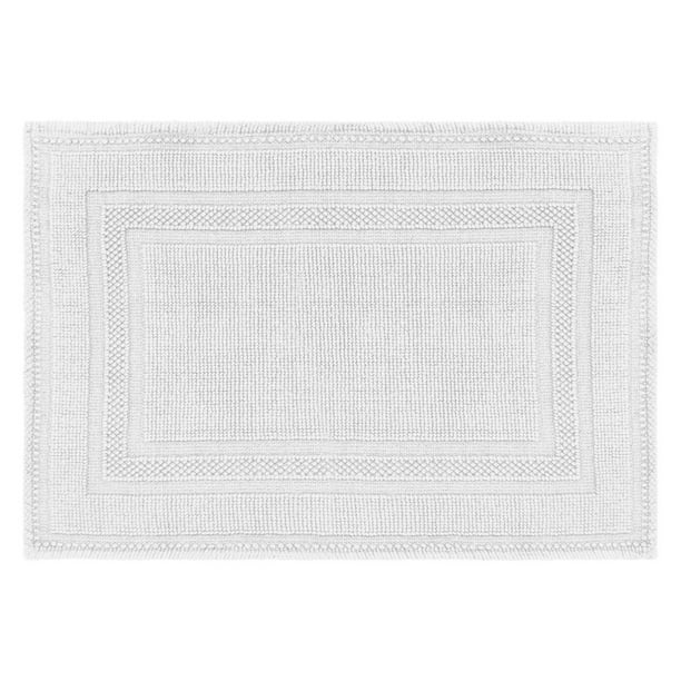 Jean Pierre Cotton Stonewash Racetrack 17x24 in. Bath Rug, White ...