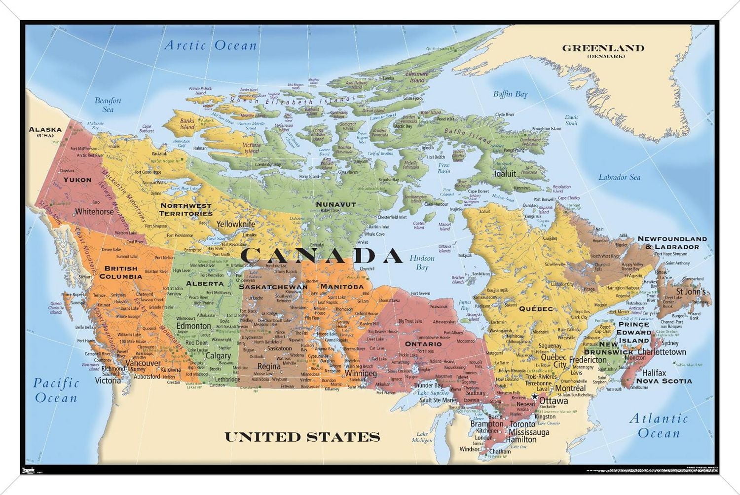 Map - Canada Wall Poster, 22.375" x 34" Framed - Walmart.ca