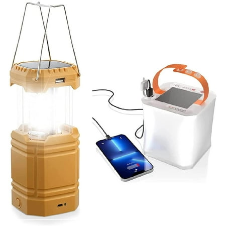 Solar Camping Lantern Rechargeable, Portable Hand Crank LED Solar ...