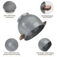 5.5QT Metal Colander with Wood Handle Large Deep Kitchen Strainer for ...
