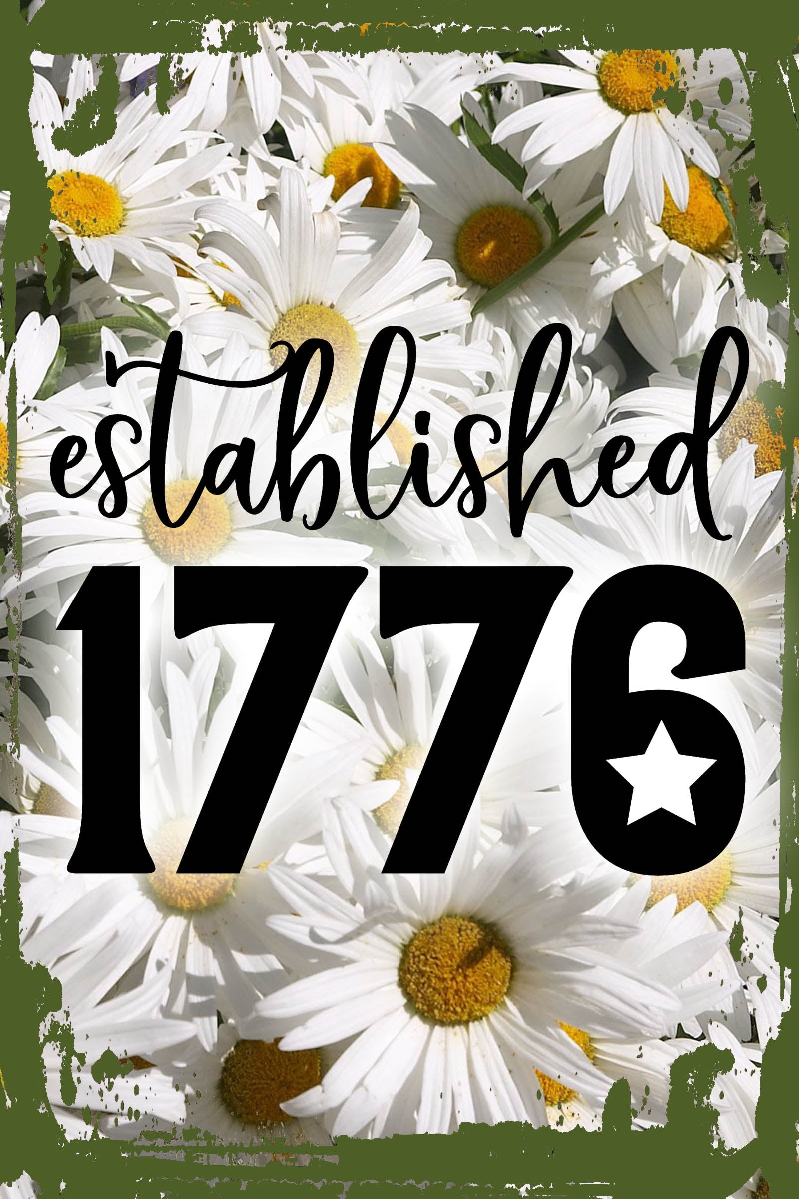 Daisy Flower Flat Canvas Wall Art Print Established 1776 united states ...