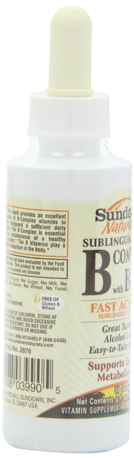 Sundown Naturals Vitamin B-12 Complex Sublingual Liquid, 2 Ounces ...