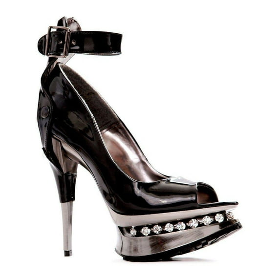 Ellie Shoes E-527-Sarah 5 Heel Sandal with Rhinestone Platform Black / 9 - Walmart.com