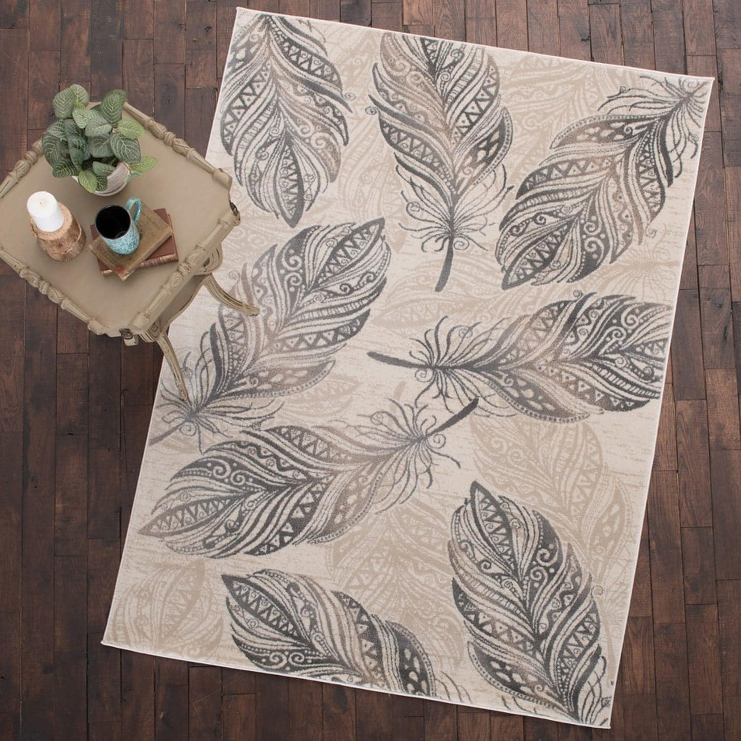 Mayberry Rug Brentwood Feather Ornate Area Rug Cream - Walmart.com