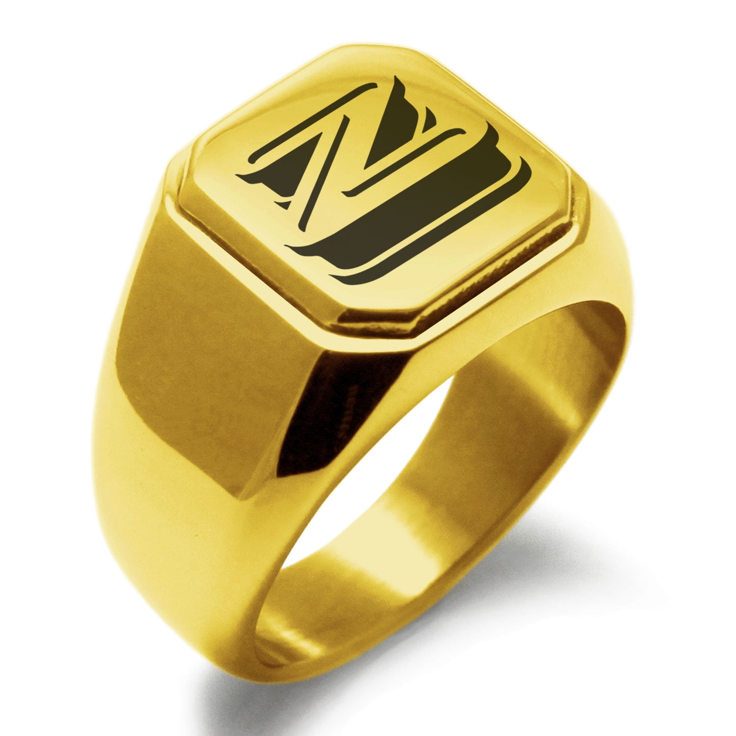 Stainless Steel Letter Z Initial 3D Monogram Engraved Engraved Square ...