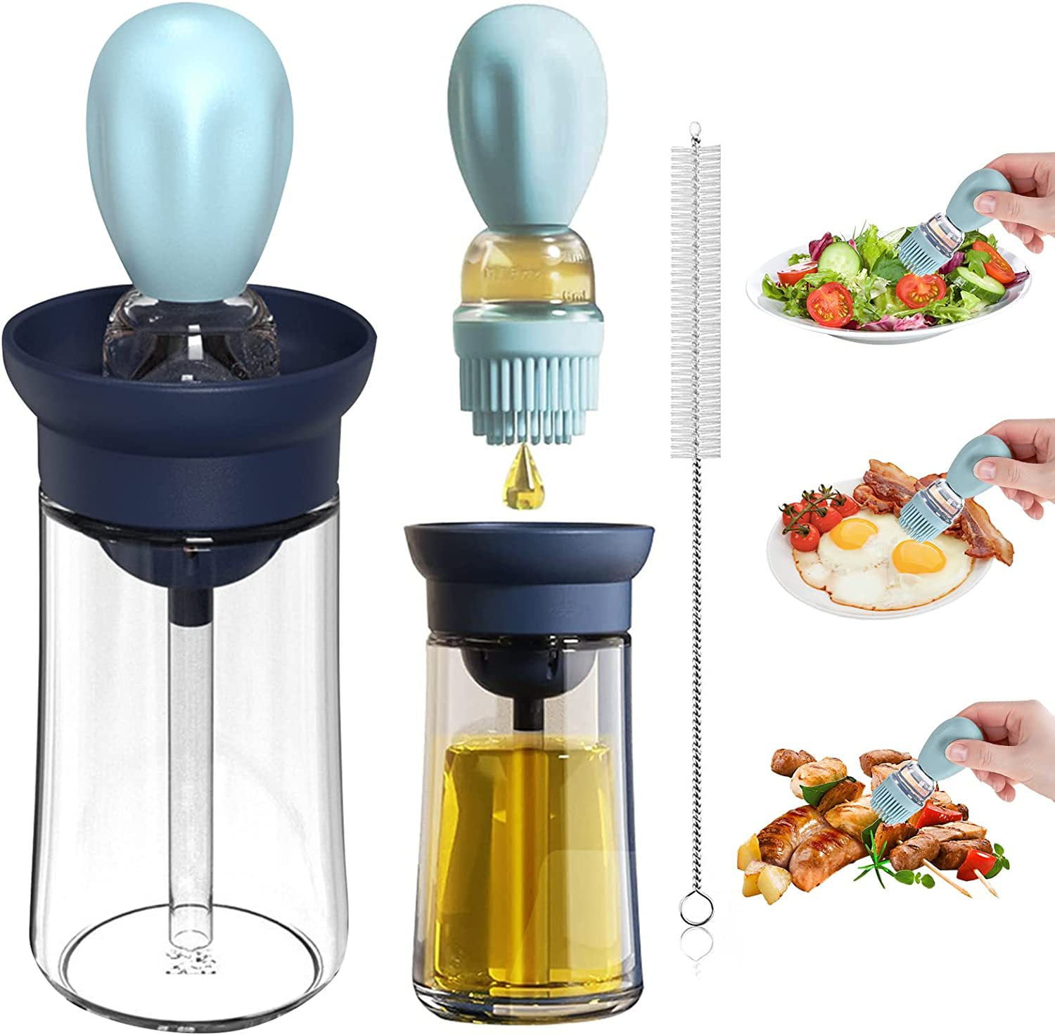 Handwith Oil Dispenser Bottle for Kitchen, 3 in 1 Oil Bottle with Brush ...