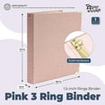 Light Pink 3-Ring Linen Binder, 1.5” Rings, Gold Hardware, 250 Sheet ...
