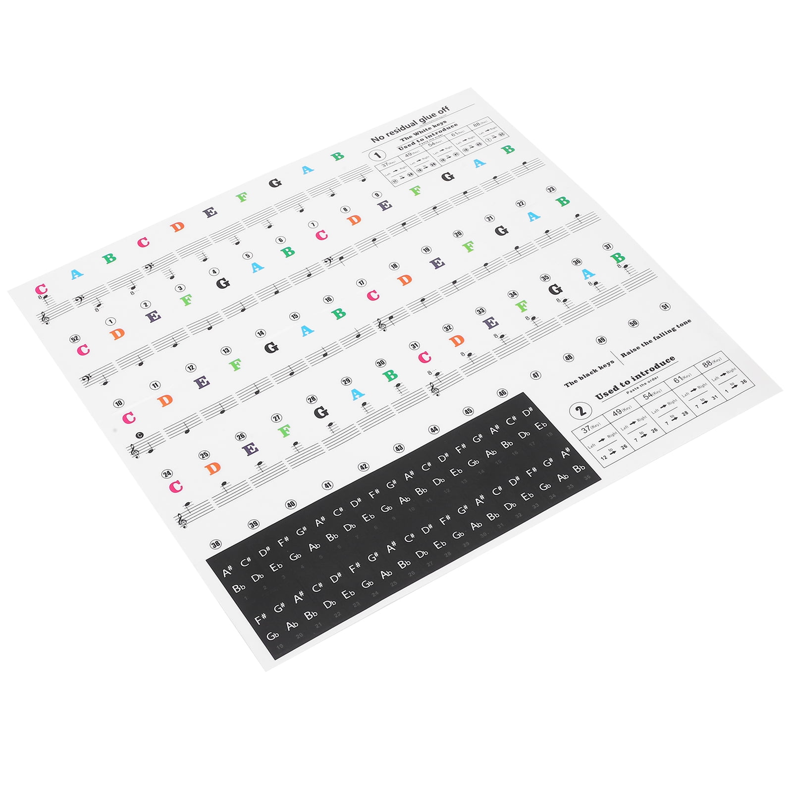 Piano Sticker Electronic Piano Removable Keyboard PVC Adhesive Staff ...