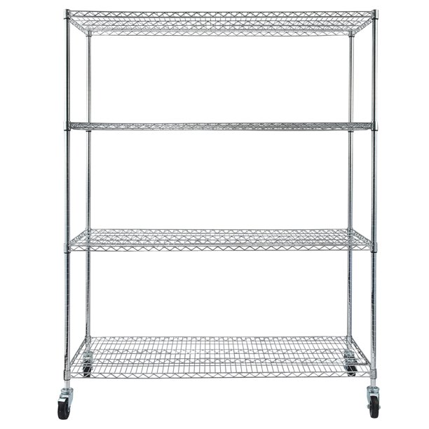 Adjustable 4-Tier Steel Wire Shelving Rack with 4" Wheels - Walmart.com