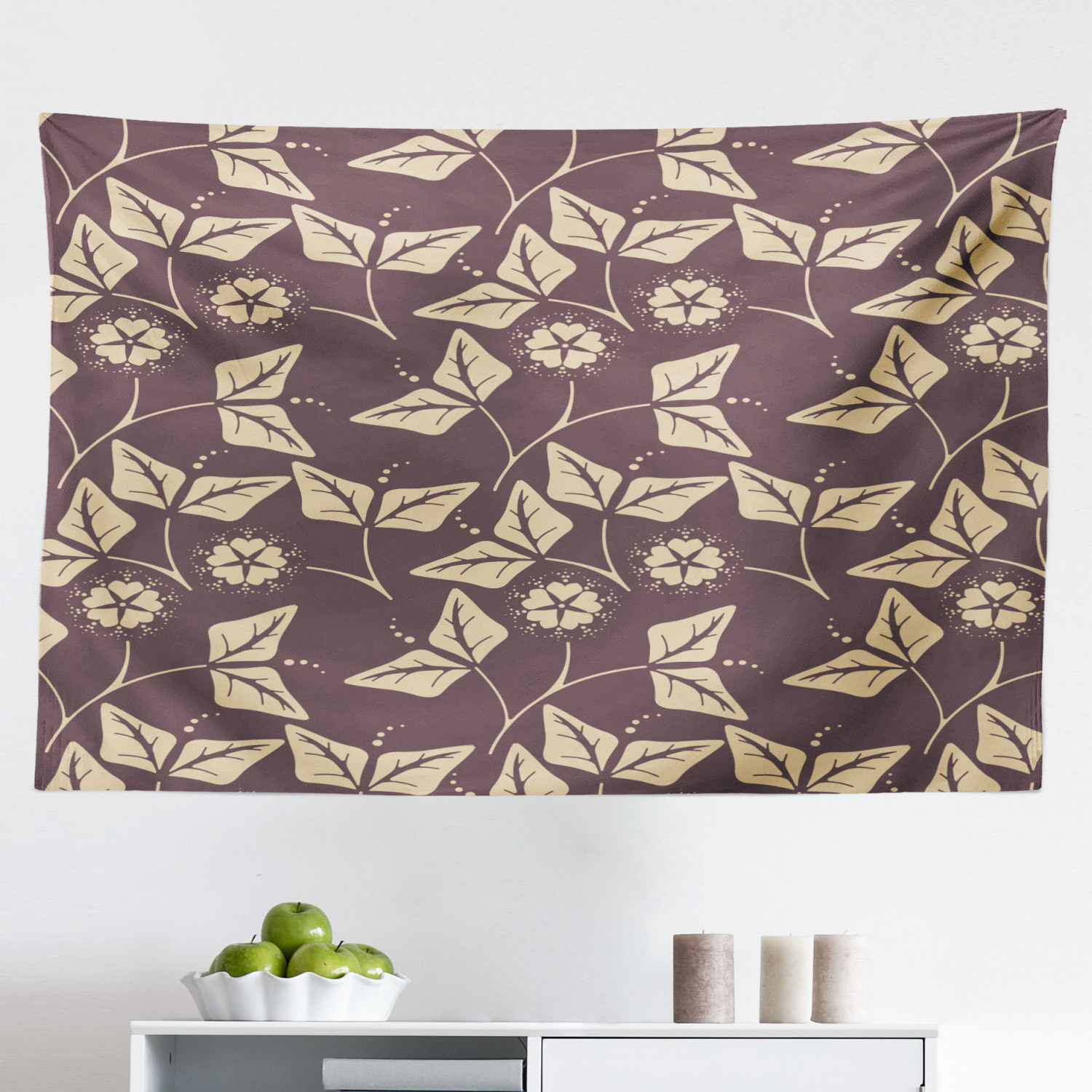 Ivory Spanish Tapestry, Falling Blossom Foliage Retro Floral Repeated ...