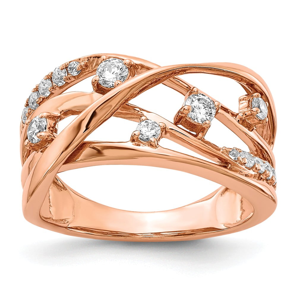 14K Rose Gold Ring Band 14kr Lab Grown Diamond SI1 SI2, G H I,, Size 9 ...