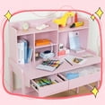 Kids Desk and Chair Set, Pink Wooden Study Desk for Kids with Drawers ...