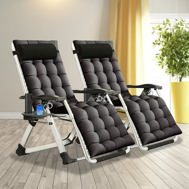 Zero Gravity Chair 2 Pack, Lounge Chair with Removable Pad & Cup Holder ...