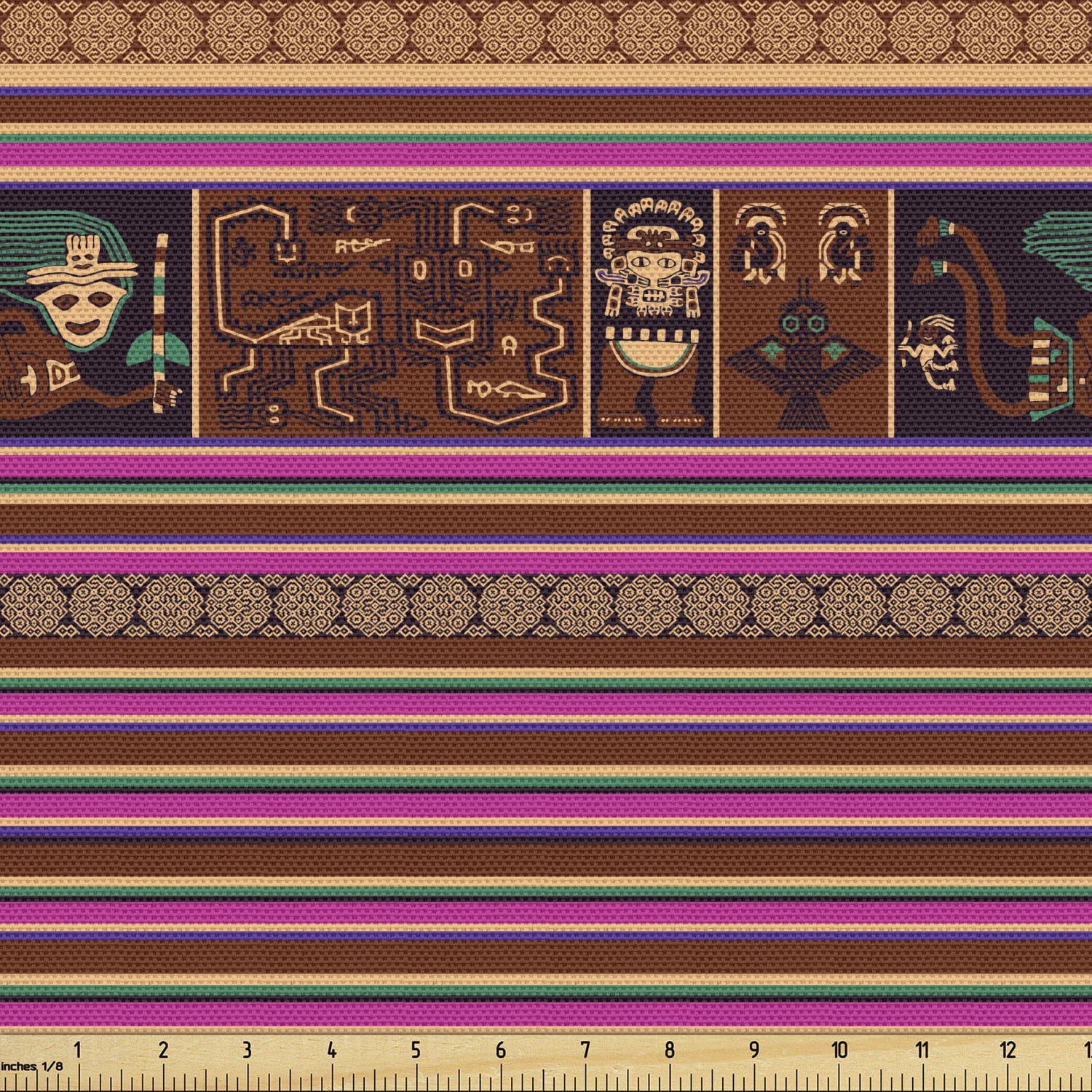 Ethnic Sofa Upholstery Fabric by the Yard, Peruvian Culture Themed ...