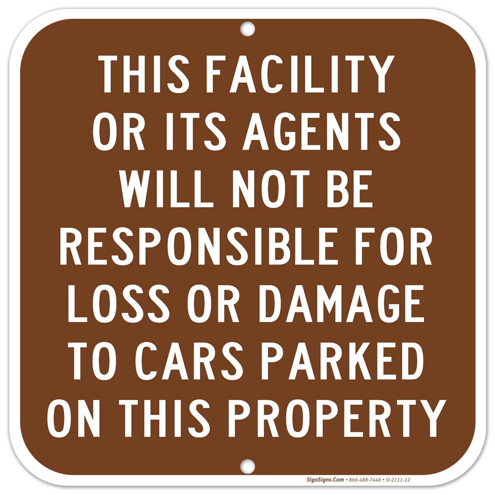 Lost Or Damaged Parking Responsibility Sign, 12x12 Aluminum - Walmart.com