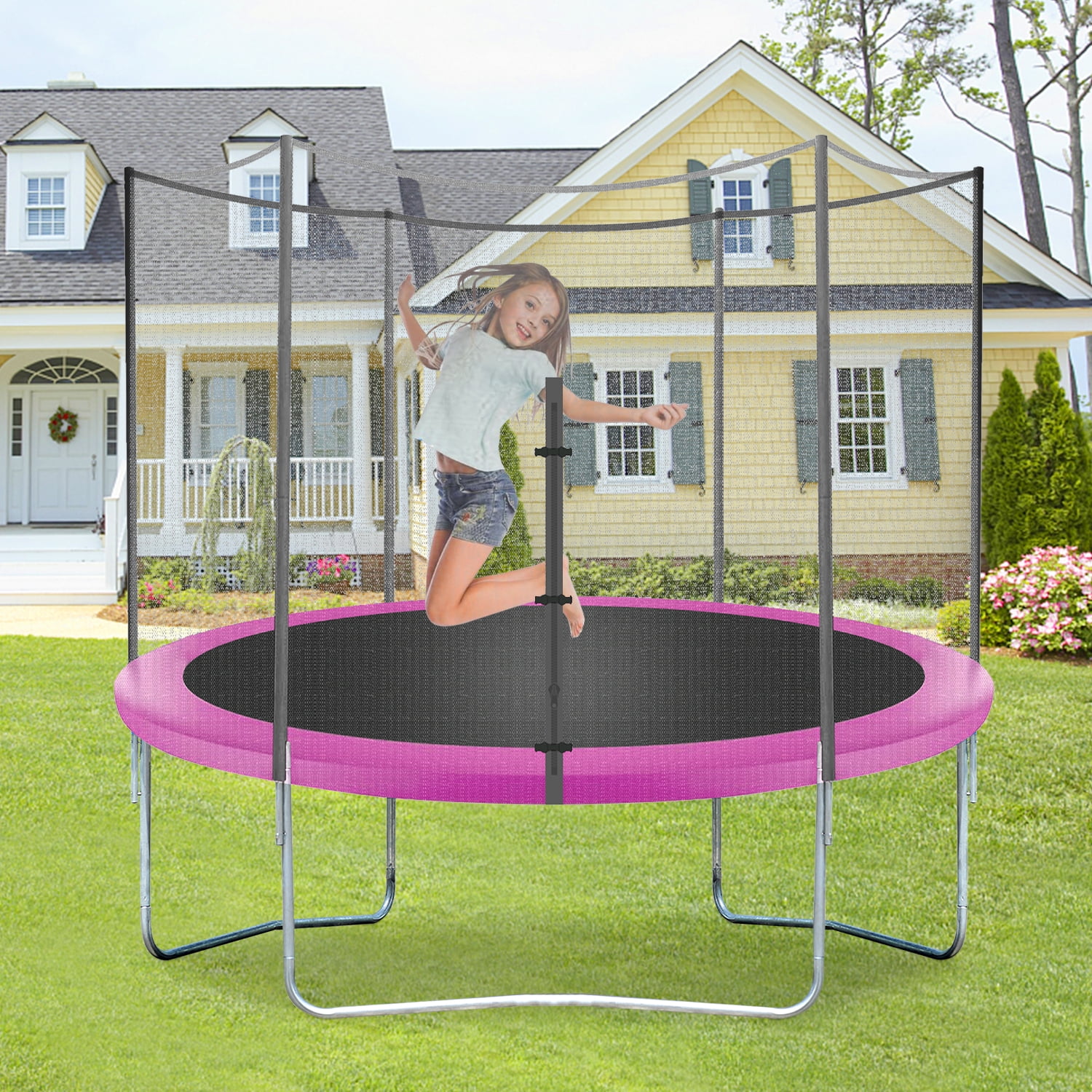 NiamVelo 10 ft Trampoline with Safety Enclosure Net ,Outdoor Jump Round ...