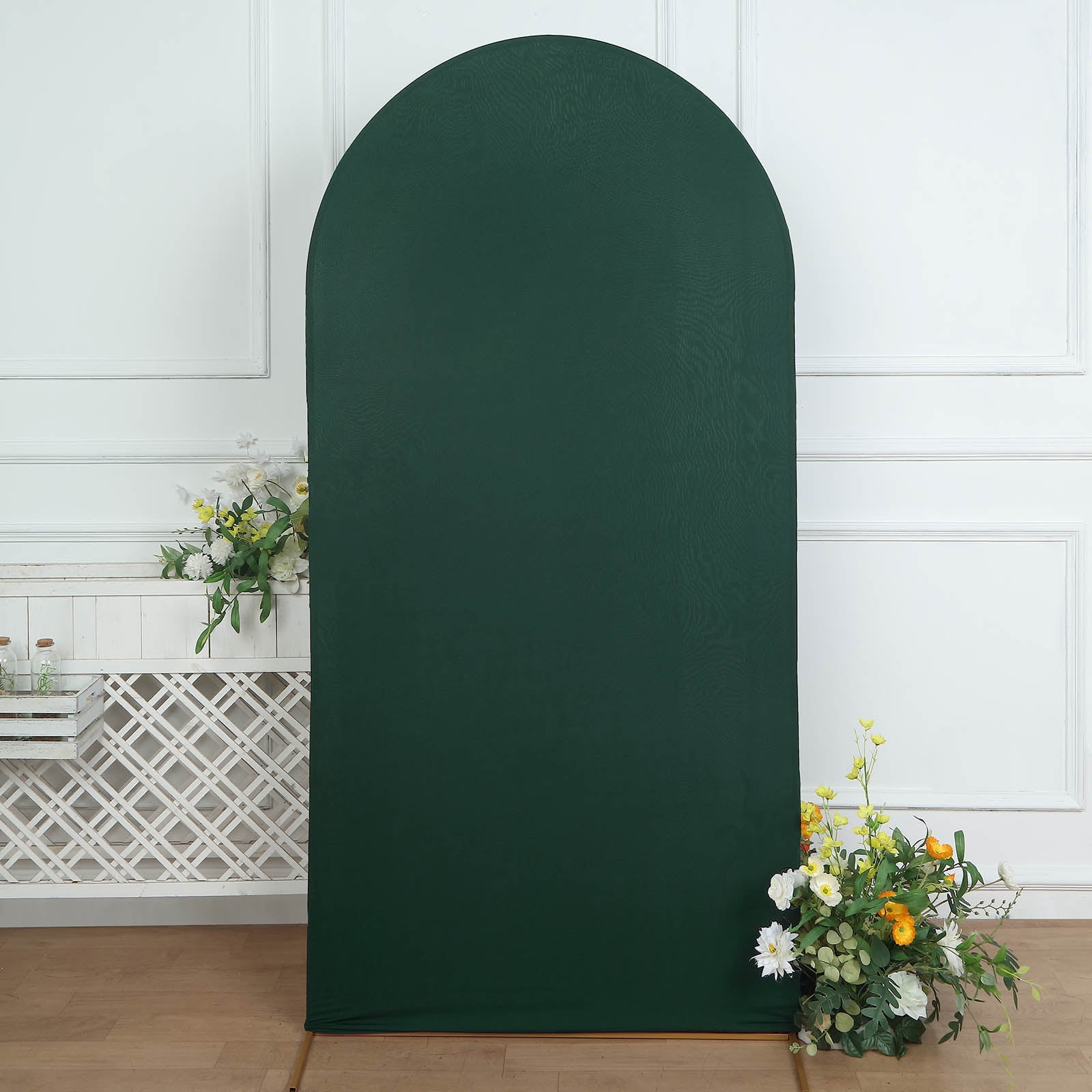 Efavormart 7ft Hunter Emerald Green Spandex Fit Round Top Backdrop ...