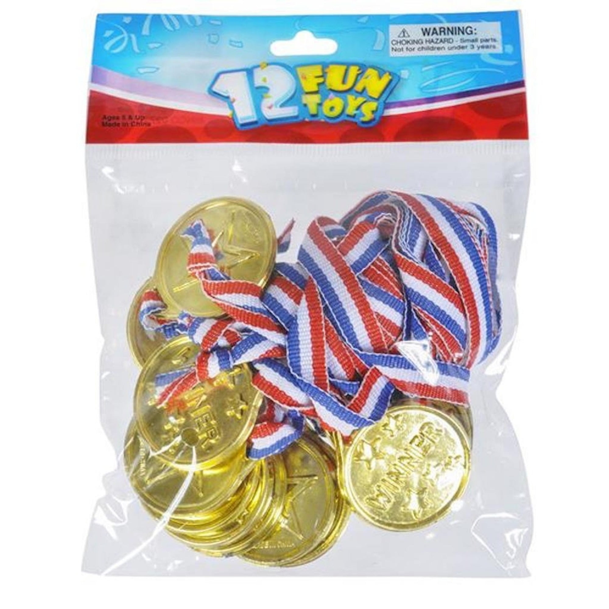 Winner Award Medals 1.5" Wide with Red, White & Blue Stripes Necklace ...