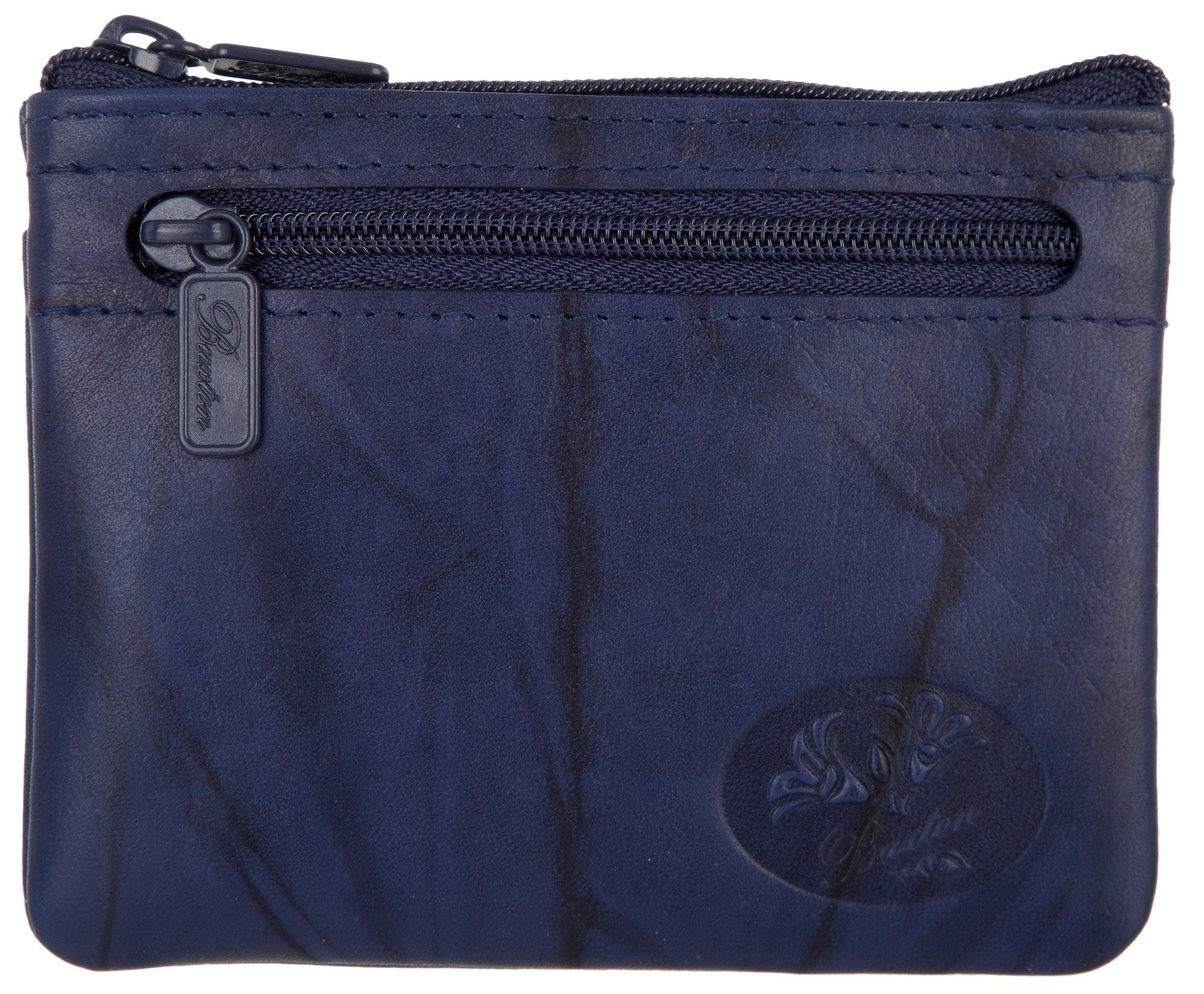 Buxton Solid Leather RFID Coin & Card Wallet One Size Navy blue ...