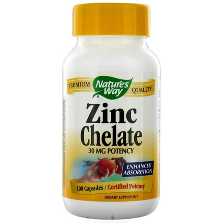Nature's Way - Zinc Chelate 30 mg. - 100 Capsules - Walmart.com