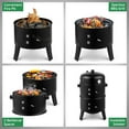 SOPTY Vertical 16 Inch Charcoal BBQ Smoker, 3-in-1 Portable Outdoor ...