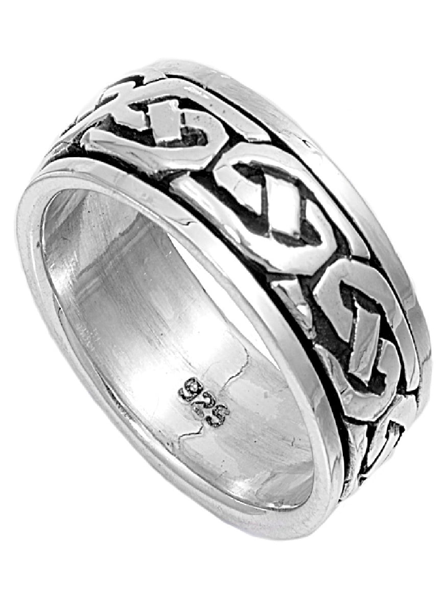925 Sterling Silver Wicca Pagan Celtic Spinner Ring Size 9 - Walmart.com
