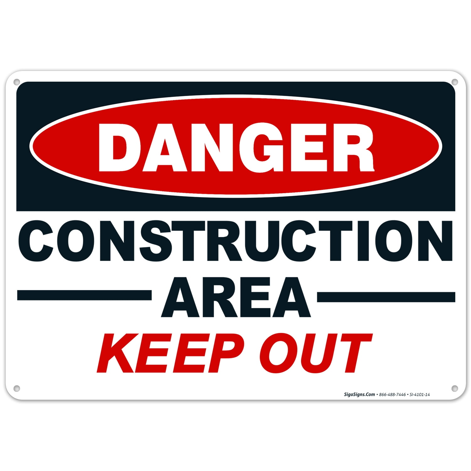 Danger Construction Area Sign, Keep Out - Walmart.com