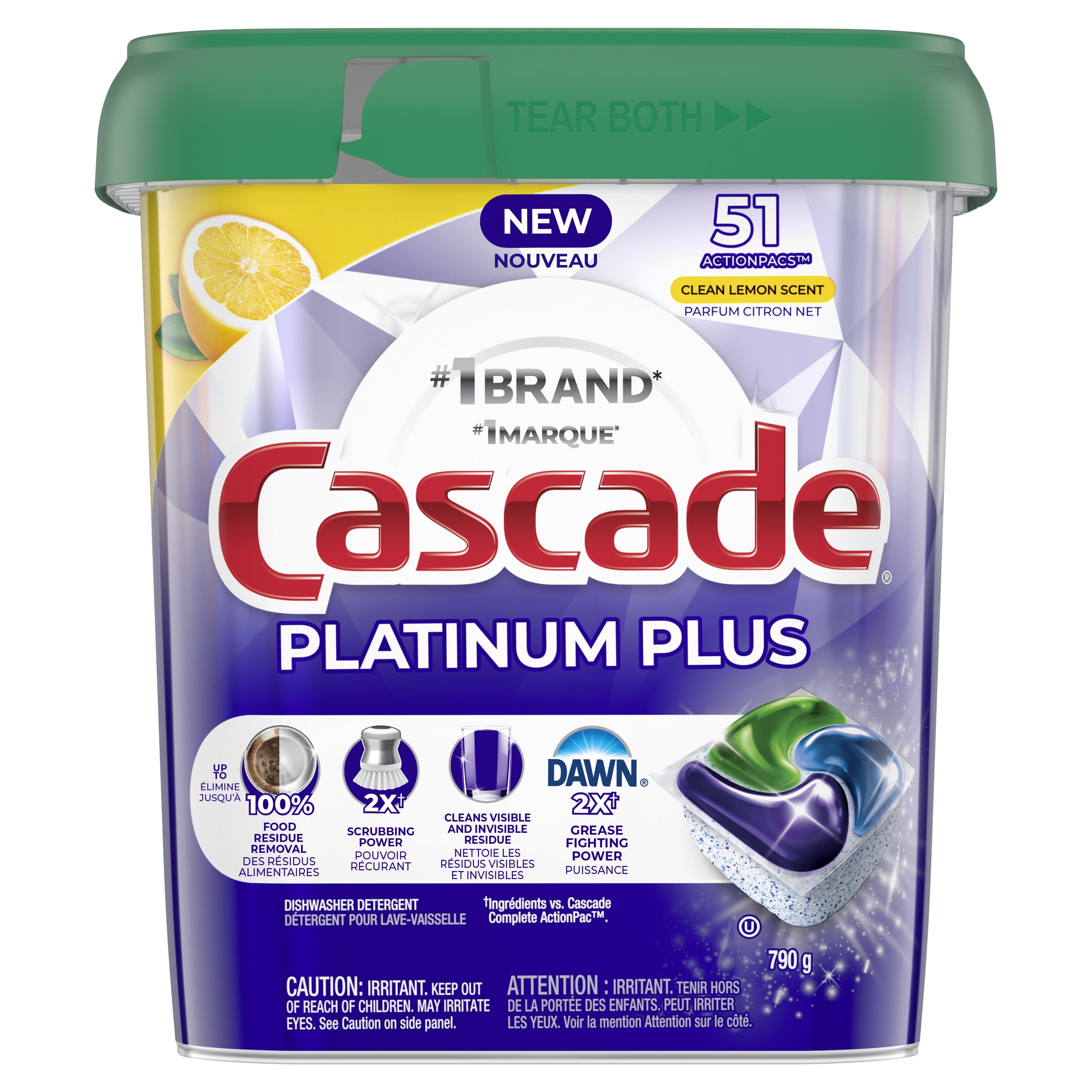 Cascade Platinum Plus Dishwasher Pods, Dish Detergent ActionPacs, Clean ...