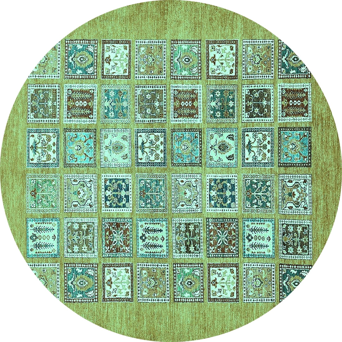Ahgly Company Machine Washable Indoor Round Abstract Turquoise Blue ...