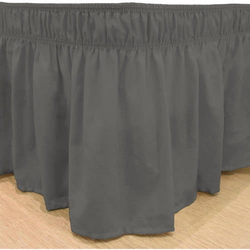 Easyfit Wrap Around Dark Gray Solid Ruffled Bed Skirt Twin Full