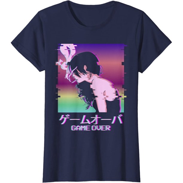 Japanese Vaporwave Sad Anime Girl Game Over Indie Aesthetic T Shirt