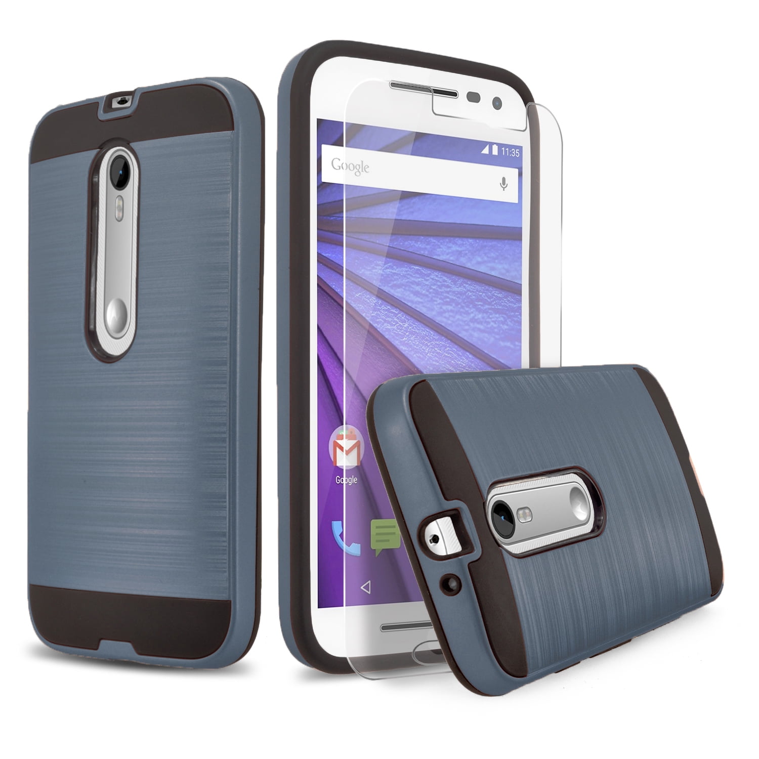 Droid Maxx 2 Case, 2-Piece Style Hybrid Shockproof Hard Case Cover with ...