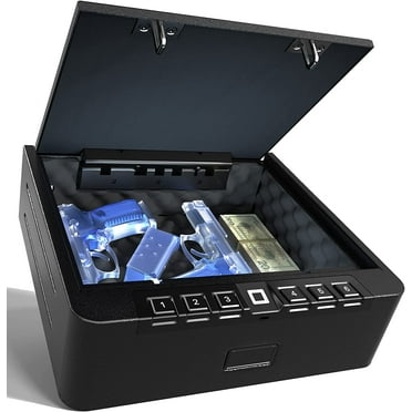 Biometric Gun Safe, Mounted Handgun Safe for Nightstand Bed Side Hidden ...