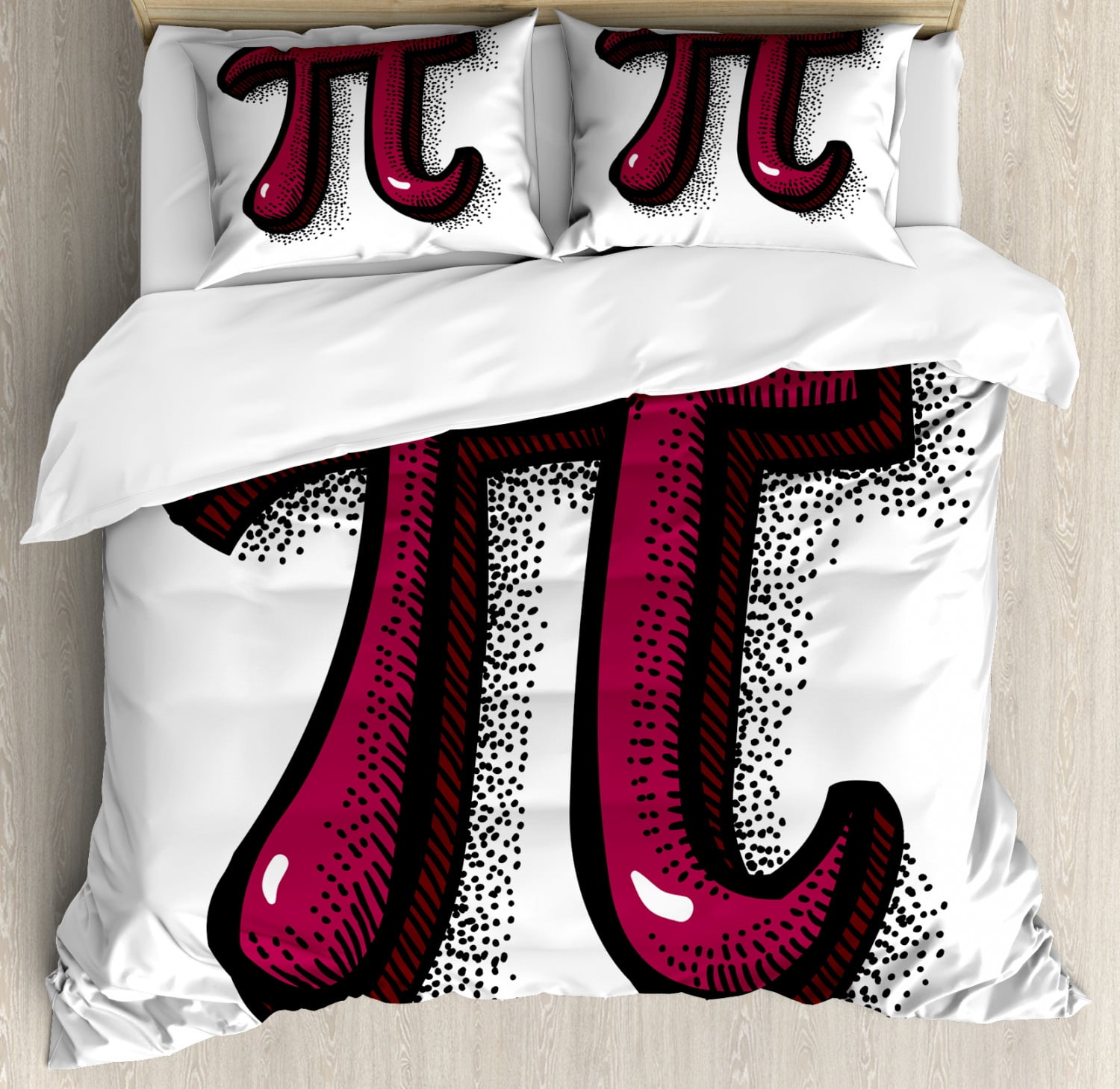 Pi Duvet Cover Set King Size, Simplistic Mathematics Themed Cartoon ...