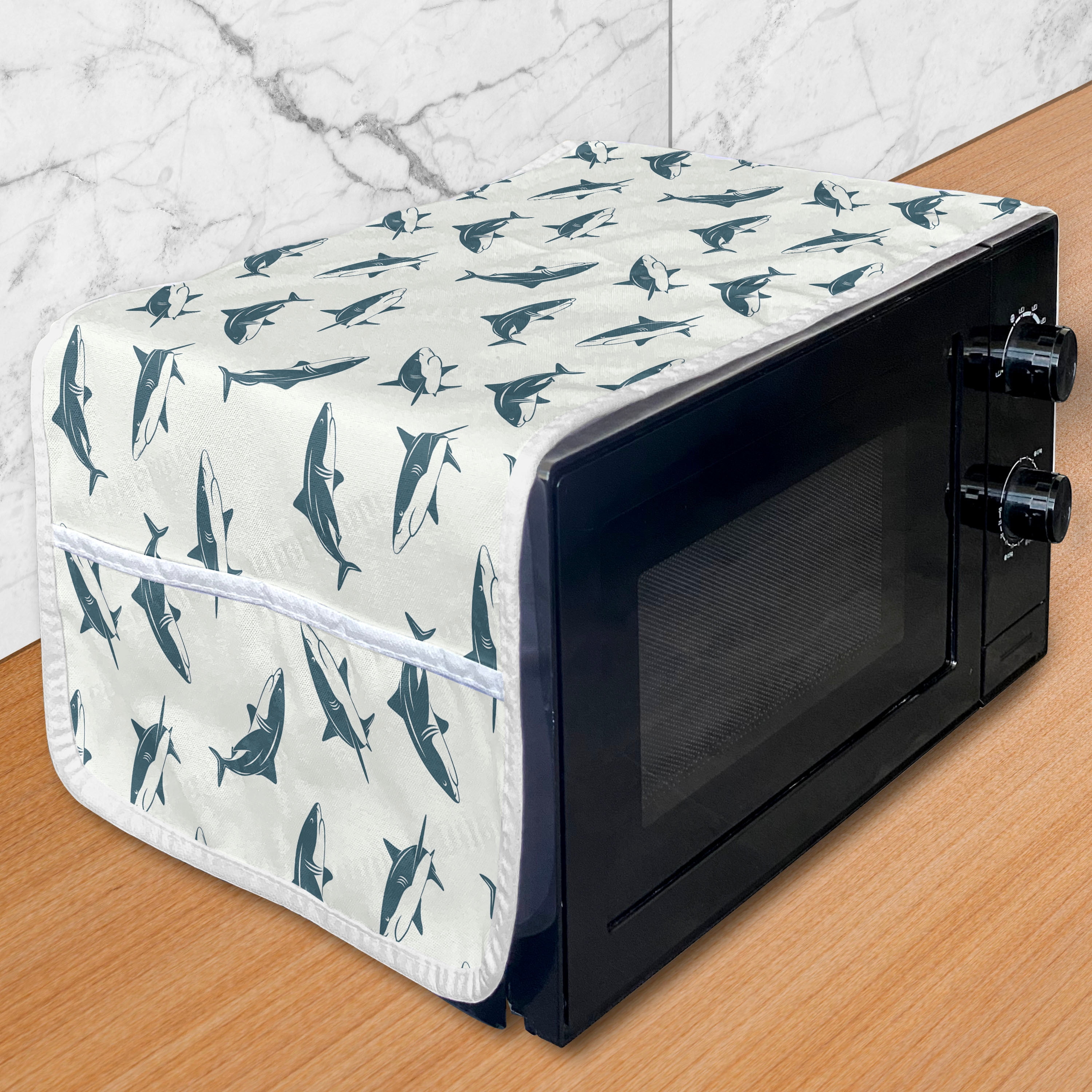 Sea Animals Microwave Oven Cover, Repeated Cartoon Sharks Swimming to ...