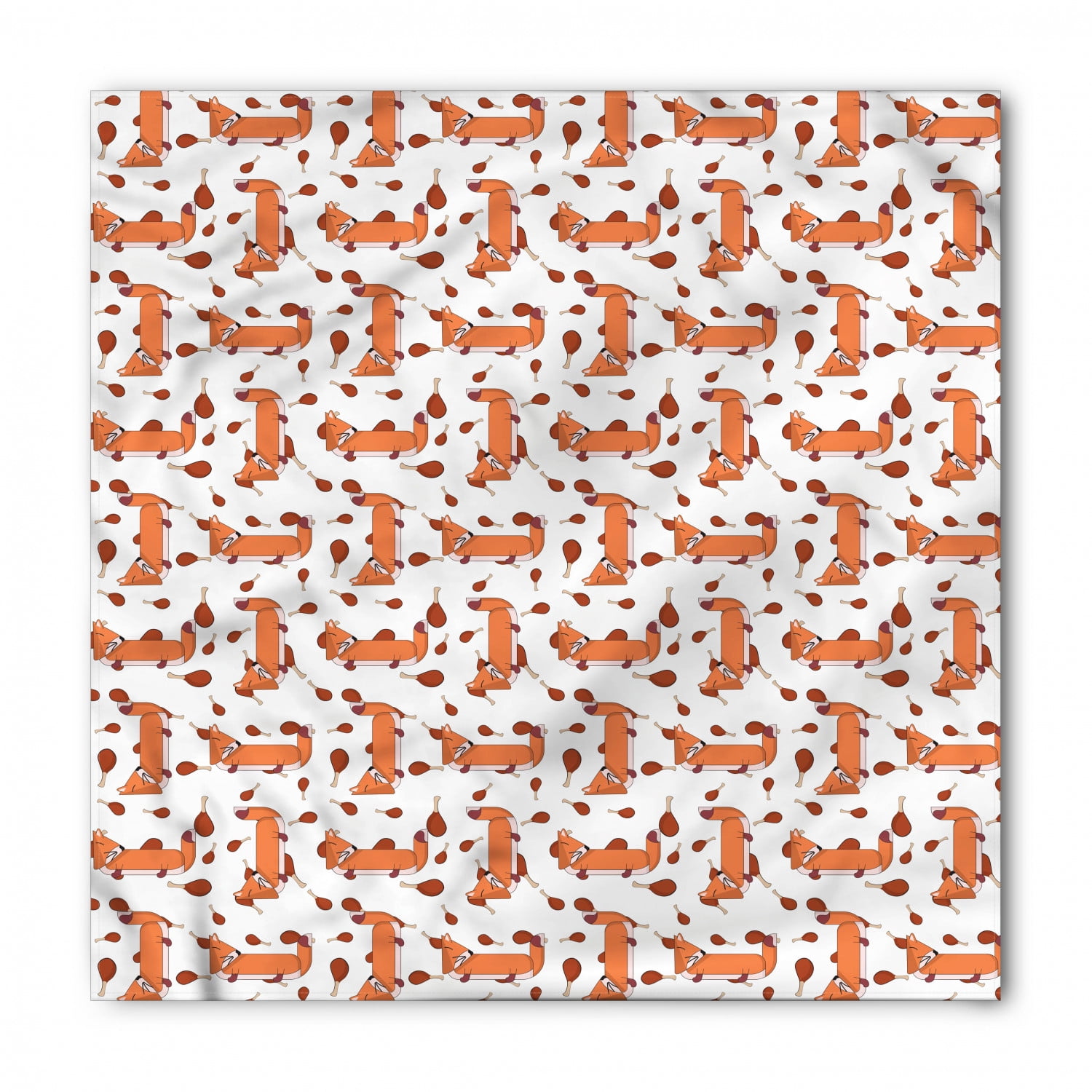 Fox Bandana, Cartoon Pattern Meat and Animal, Unisex Head and Neck Tie ...
