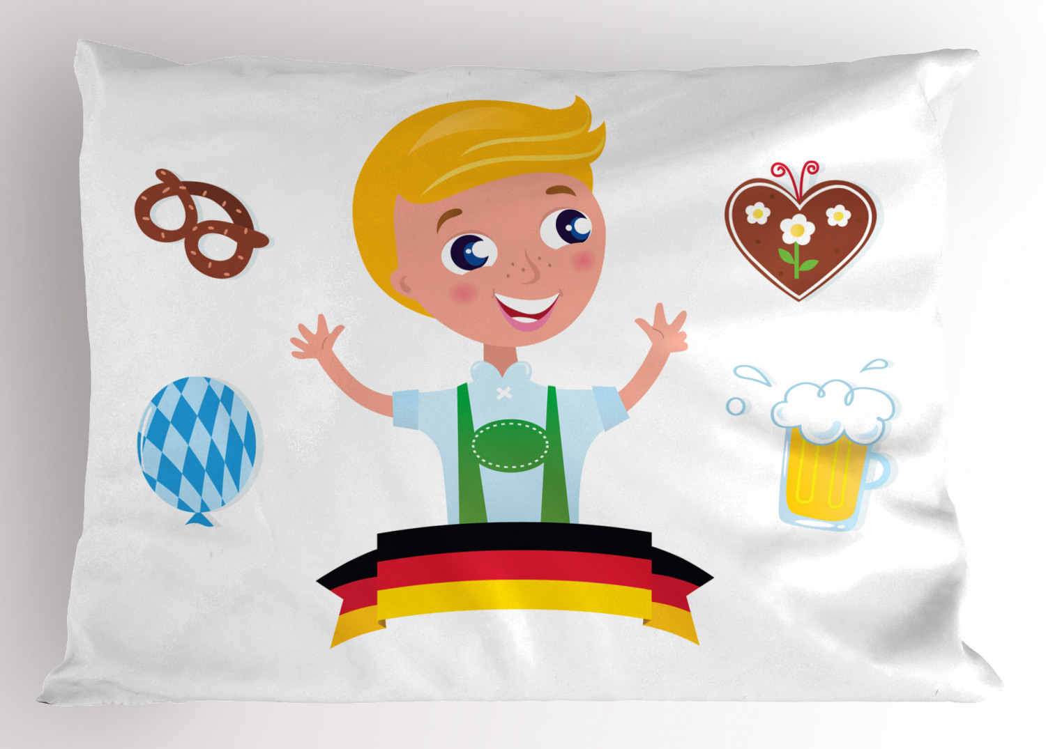 German Pillow Sham Bavarian Boy with Blonde Hair with Oktoberfest ...