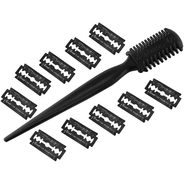 Fameei 1 Hair Cutter Comb Cutting Razor Comb with 10 Pieces Razors ...