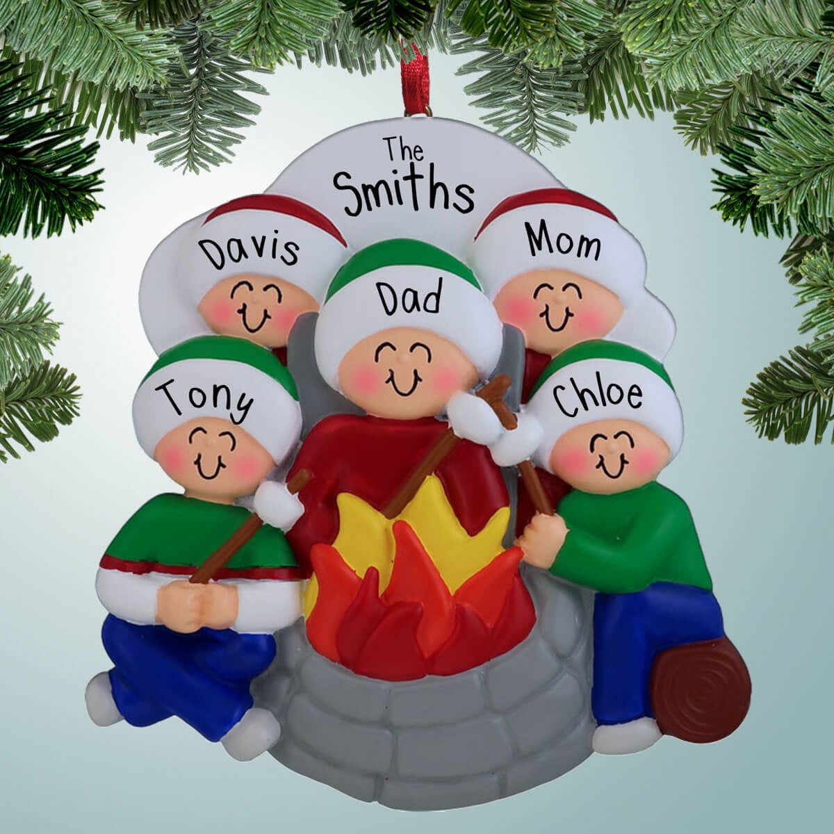 Fire Pit Family - 5 - Personalized Christmas Ornament - Family of 2,3,4 ...
