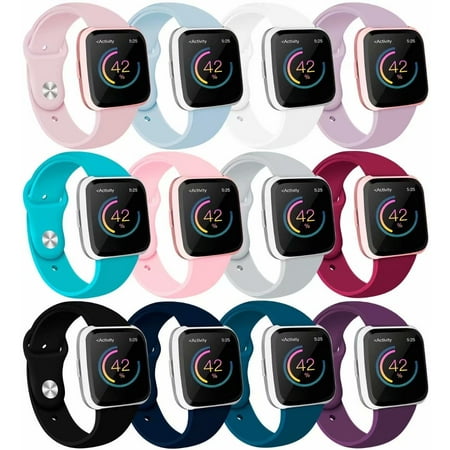 WASPO Compatible for Fitbit Versa Bands, Adjustable Soft Silicone Sport ...