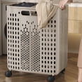 Foldable Rolling Laundry Basket with Wheels & Handles, Multi-Functional ...