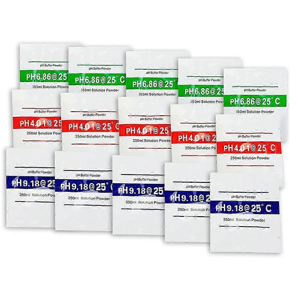 15 Pack PH Meter Buffer Solution Powder 6.86/4.00/9.18, PH Calibration ...