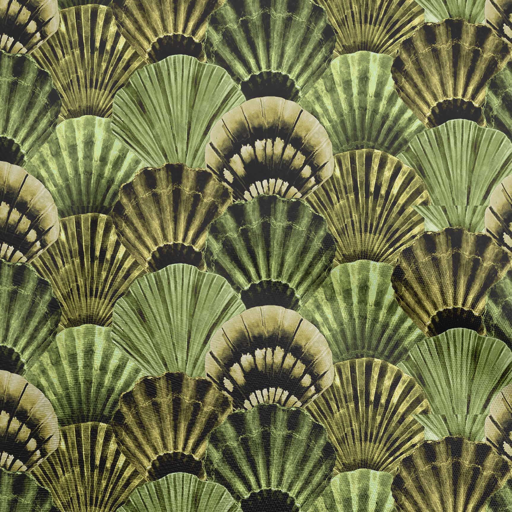 oneOone Viscose Jersey Olive Green Fabric Sea Shells Ocean Sewing ...
