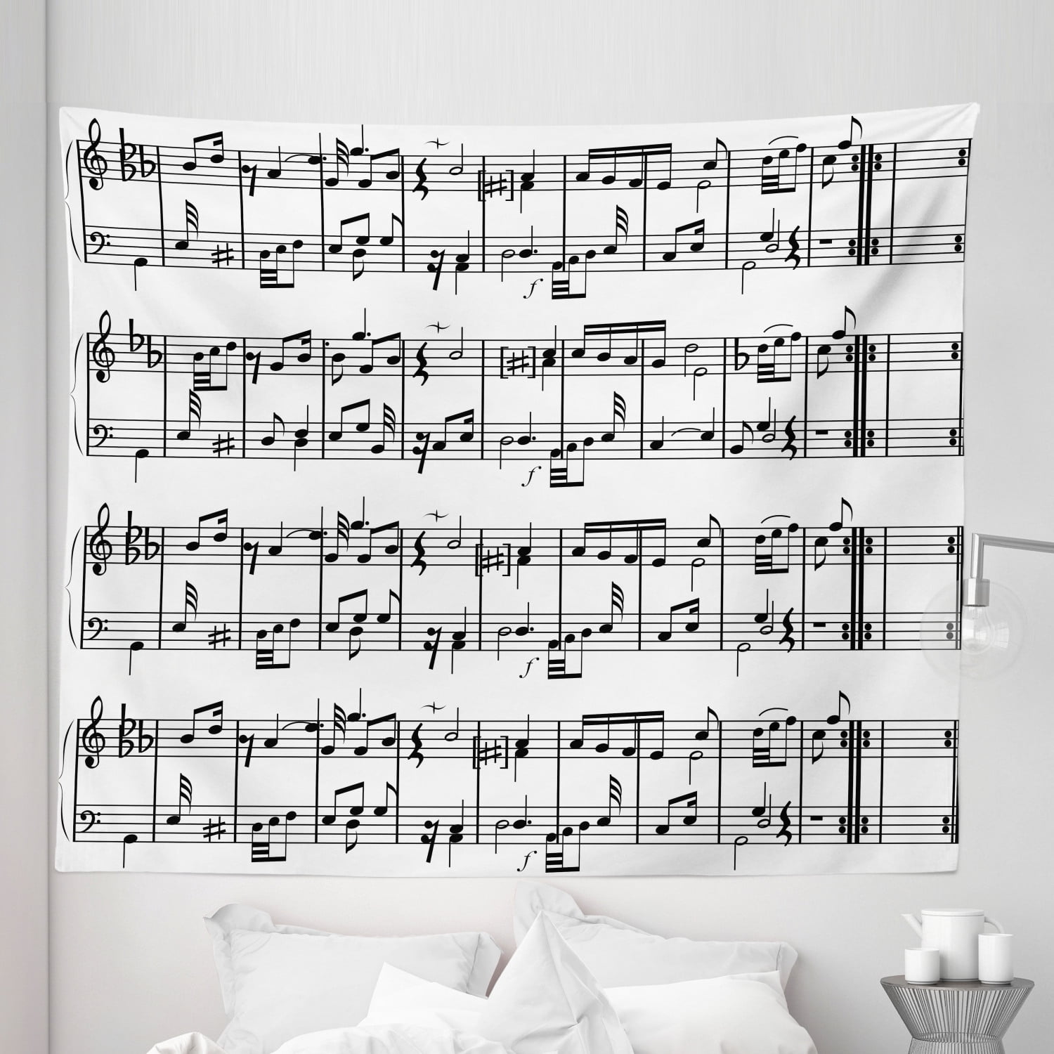 Music Tapestry, Musical Notes on the Clef Illustration Ornamental ...