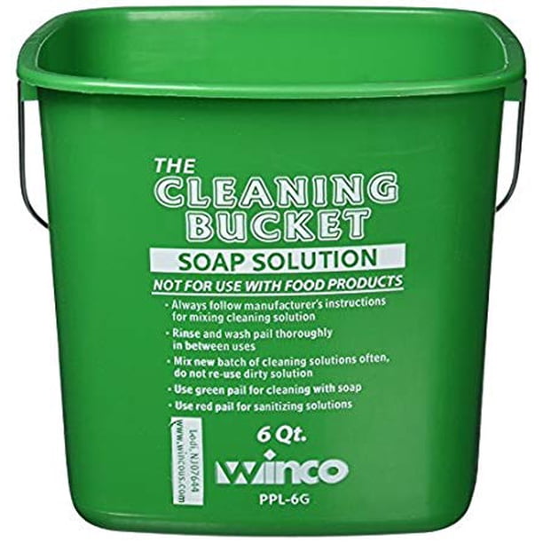 Winco PPL-6G Cleaning Bucket, 6-Quart, Green Soap Solution by Winco ...