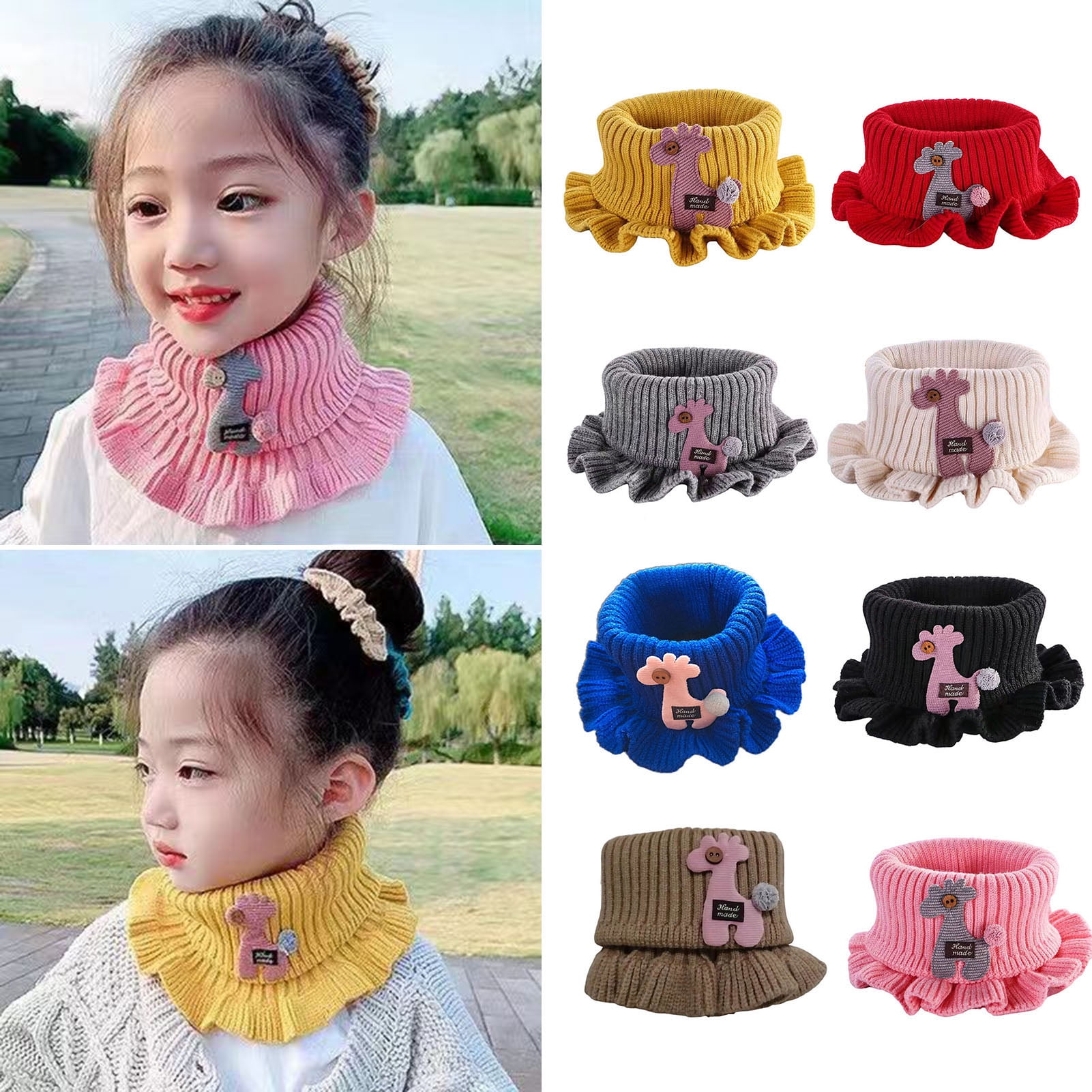 Dengjunhu Neck Warmer Cartoon Giraffe Ruffle Knitted Windproof High ...