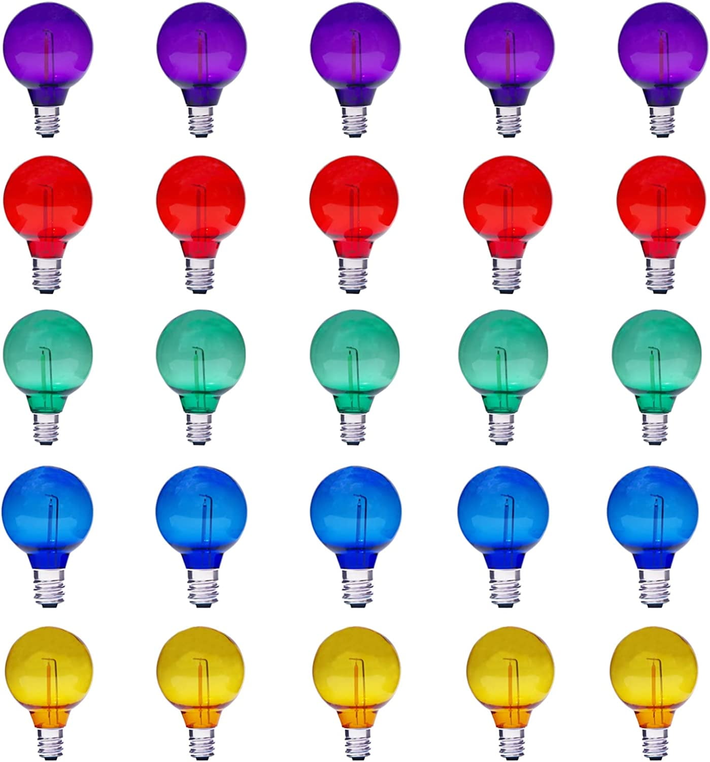 25-Pack Multicolor G40 LED String Light Replacement Bulbs for Christmas ...