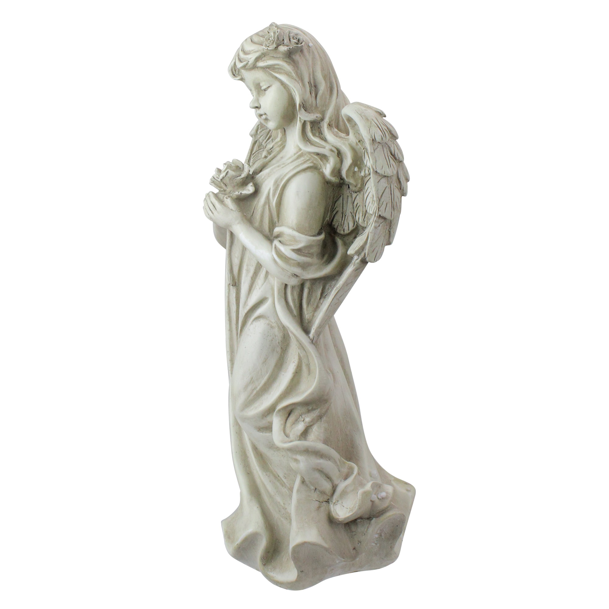 17" Peaceful Angel Holding a Rose Outdoor Garden Statue - Walmart.com